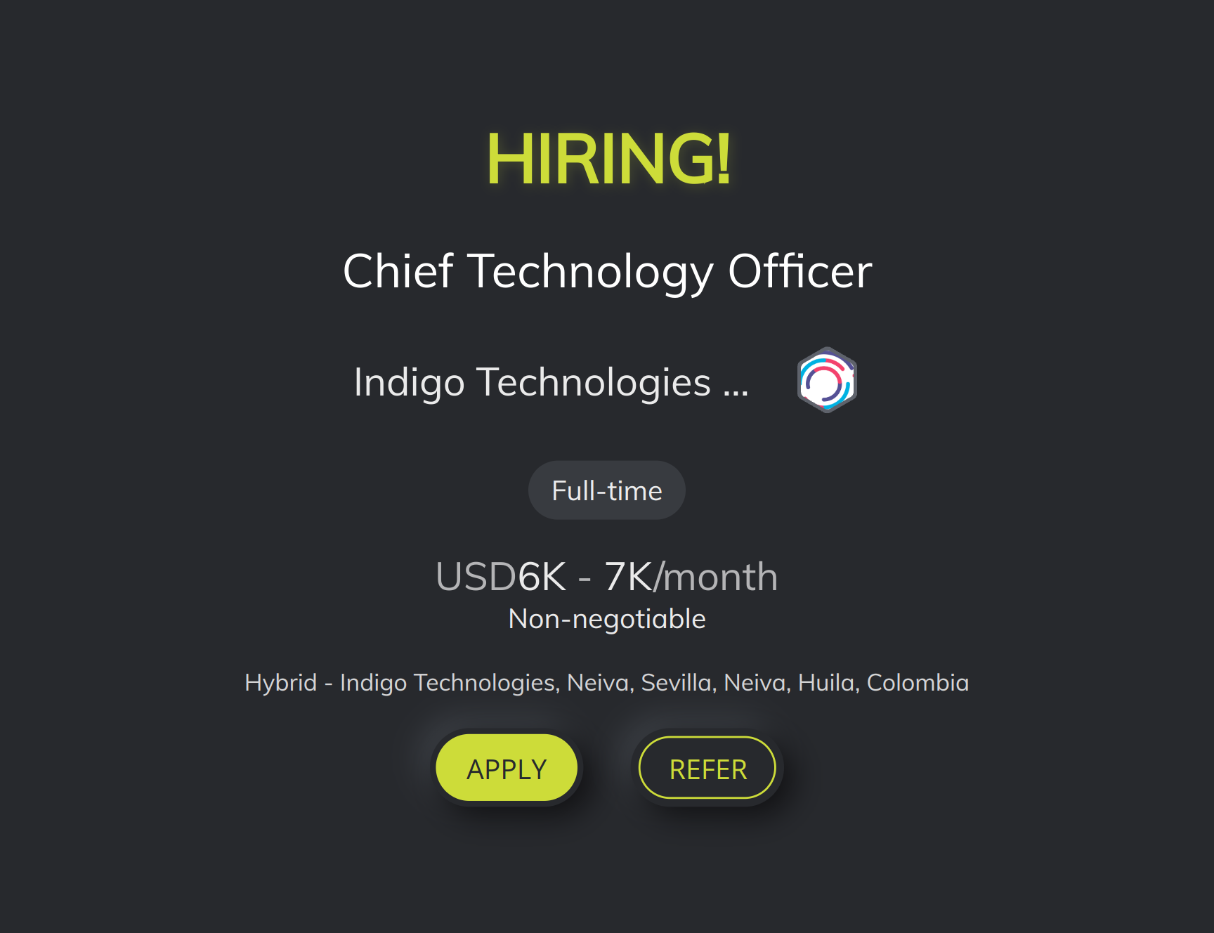 Chief Technology Officer at Indigo Technologies LATAM | Torre