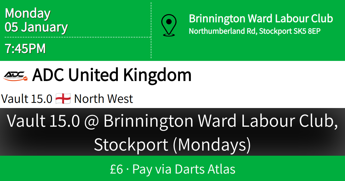 Vault 15.0 @ Brinnington Ward Labour Club, Stockport (Mondays)