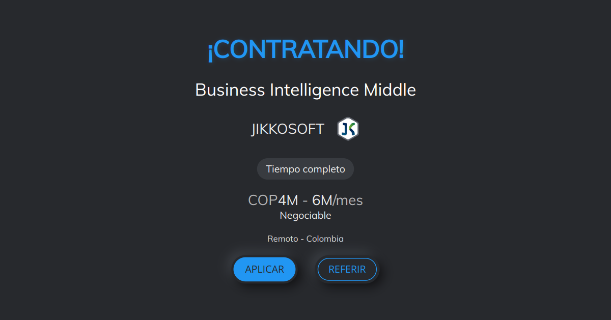 Business Intelligence Middle en Jikkosoft | Torre