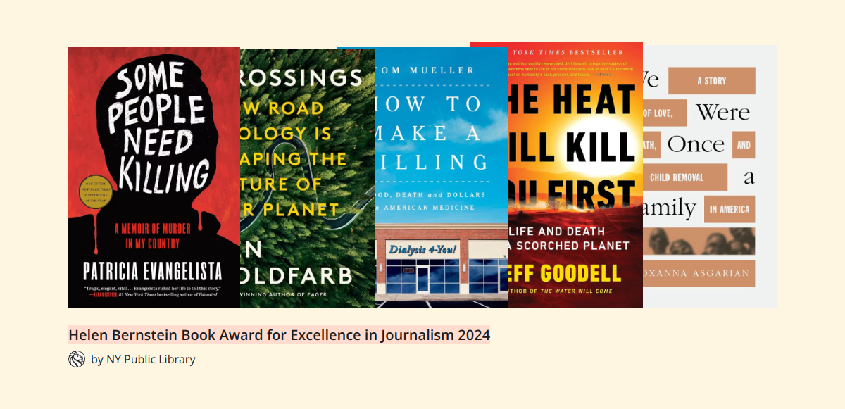 Helen Bernstein Book Award for Excellence in Journalism 2024 | Booklisti