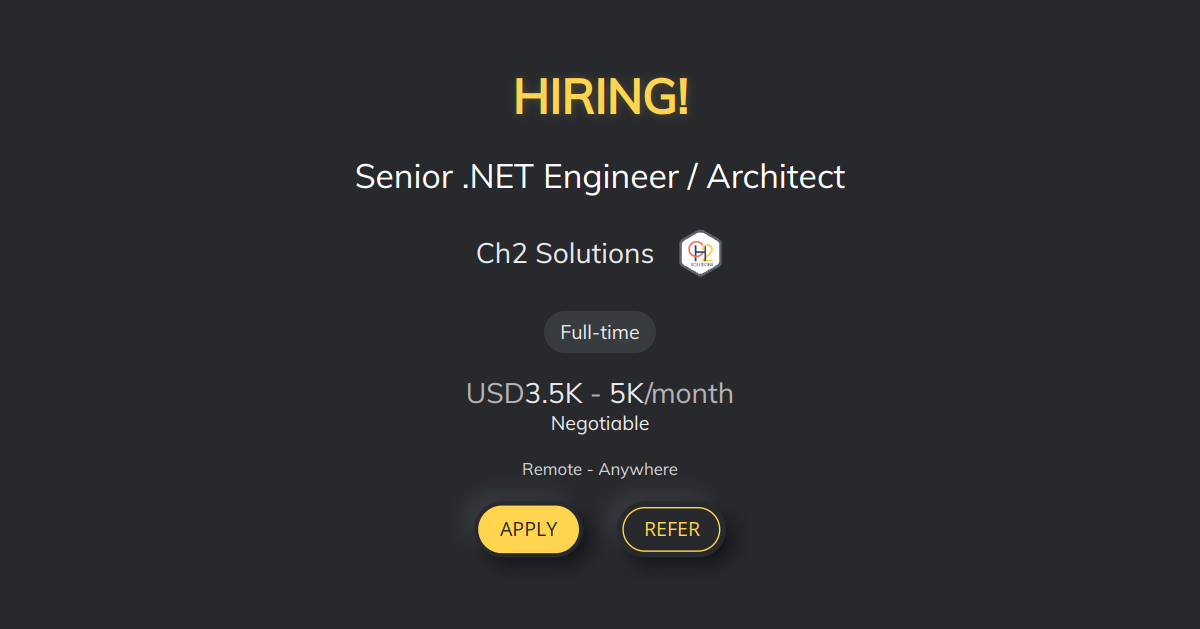 Senior .NET Engineer / Architect at Ch2 Solutions | Torre