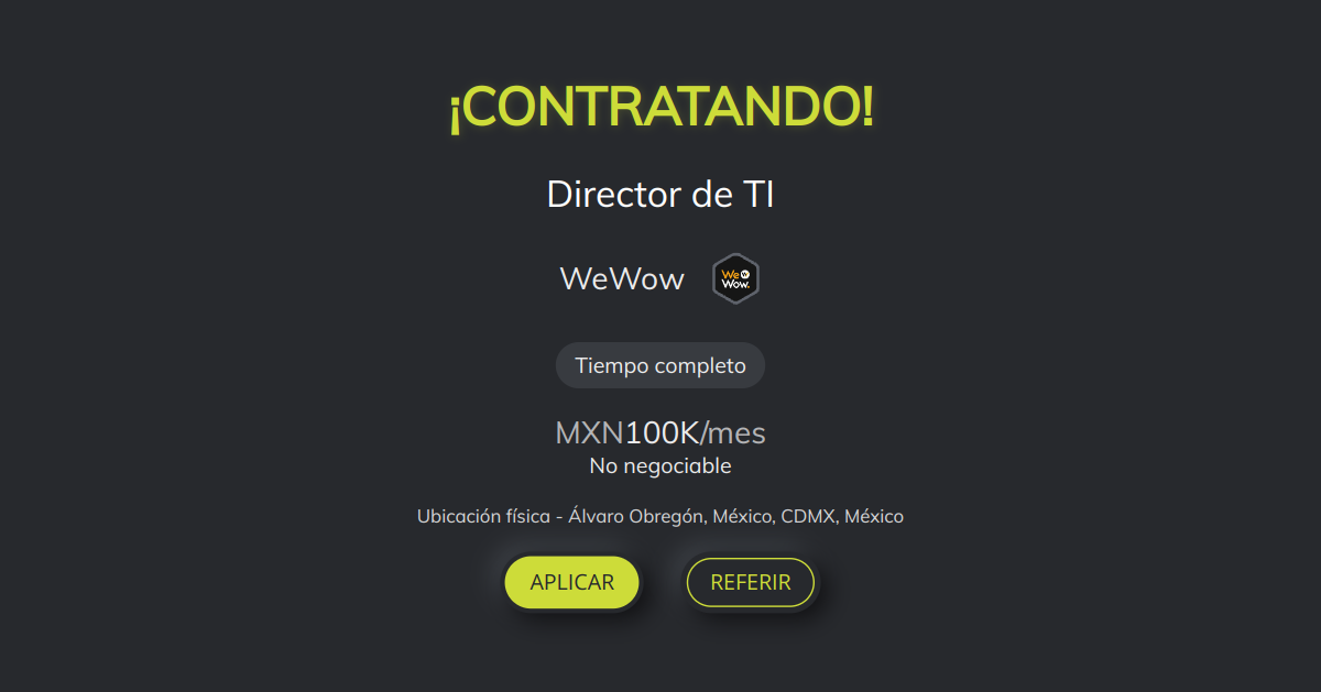 Director de TI en WeWow | Torre