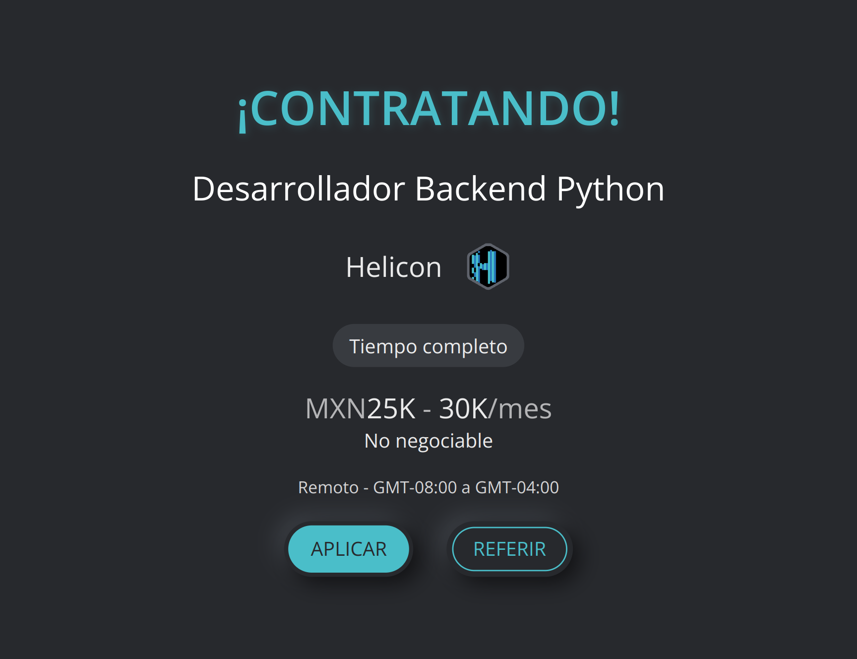 Desarrollador Backend Python en Helicon | Torre Desarrollador Backend Python en Helicon | Torre