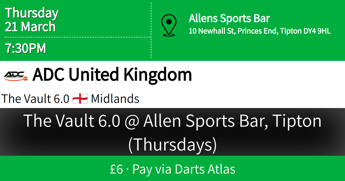 The Vault 6.0 @ Allen Sports Bar, Tipton (Thursdays)