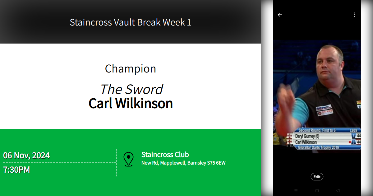 Staincross Vault Break Week 1