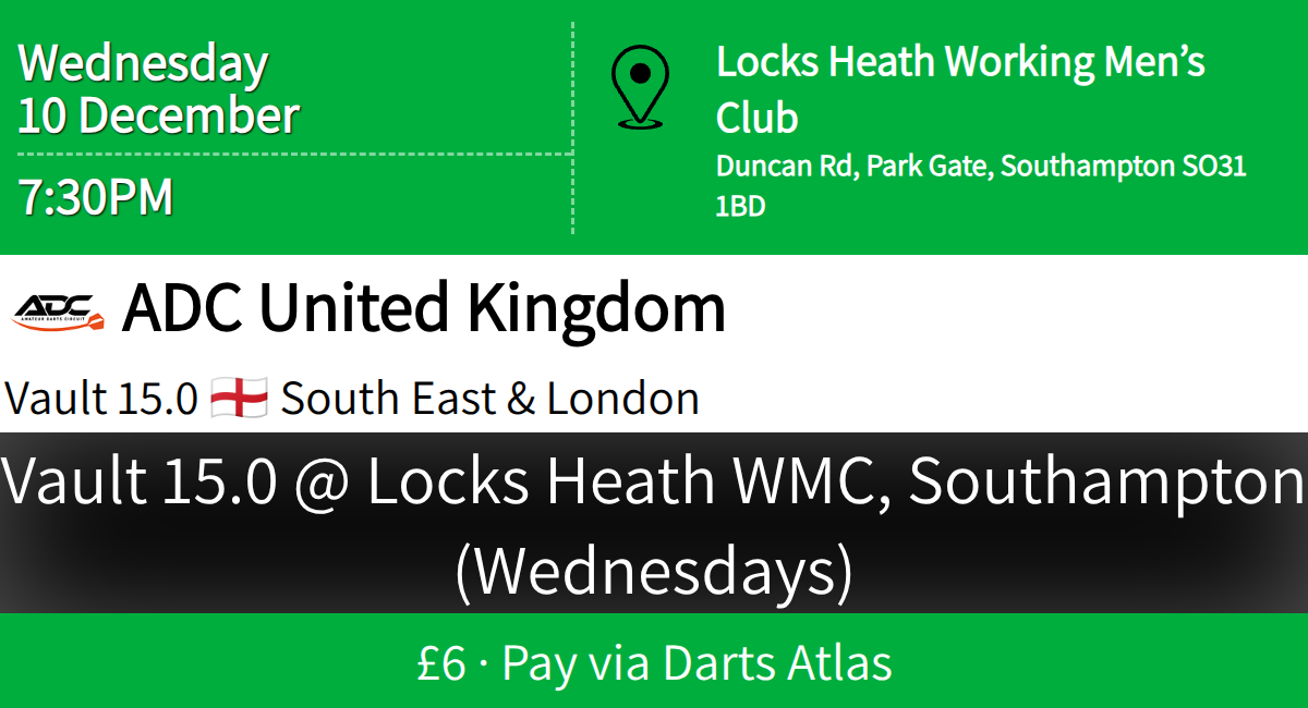 Vault 15.0 @ Locks Heath WMC, Southampton (Wednesdays)