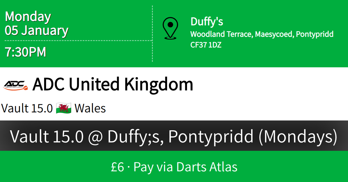 Vault 15.0 @ Duffy;s, Pontypridd (Mondays)