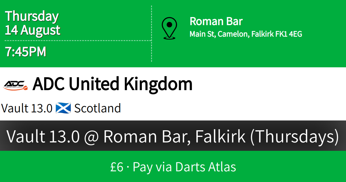 Vault 13.0 @ Roman Bar, Falkirk (Thursdays)