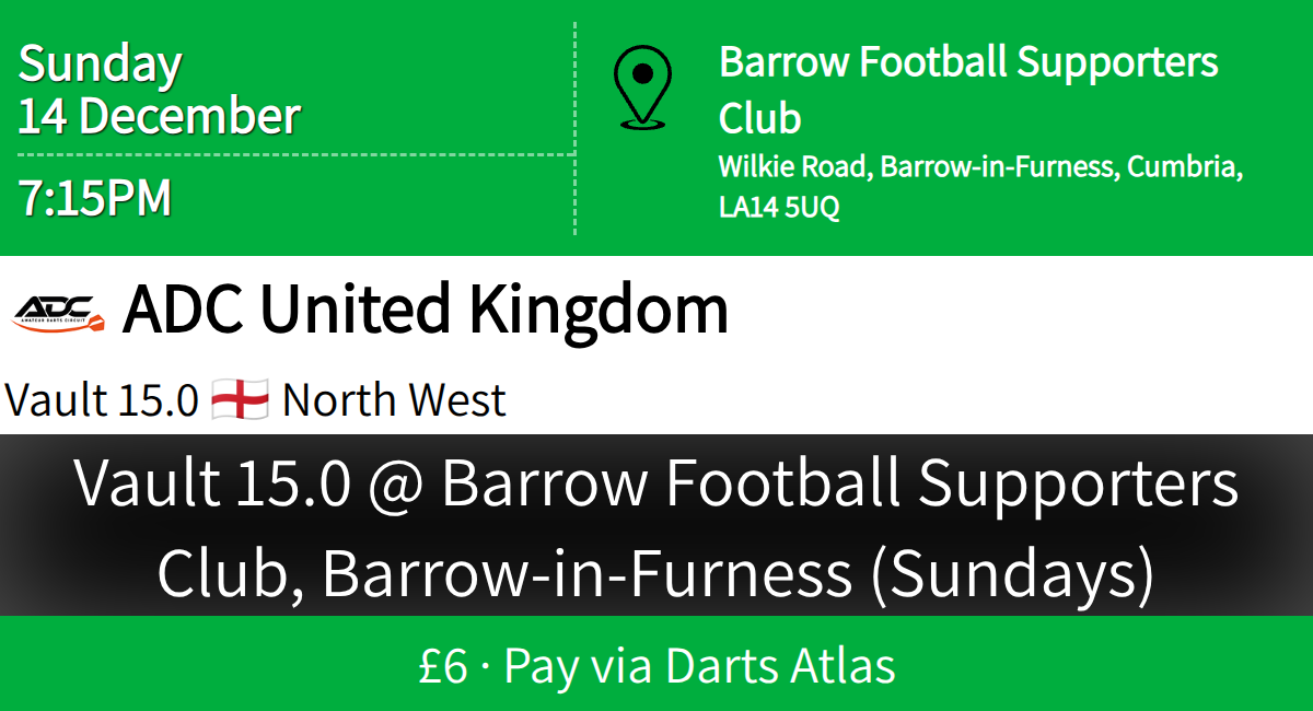 Vault 15.0 @ Barrow Football Supporters Club, Barrow-in-Furness (Sundays)