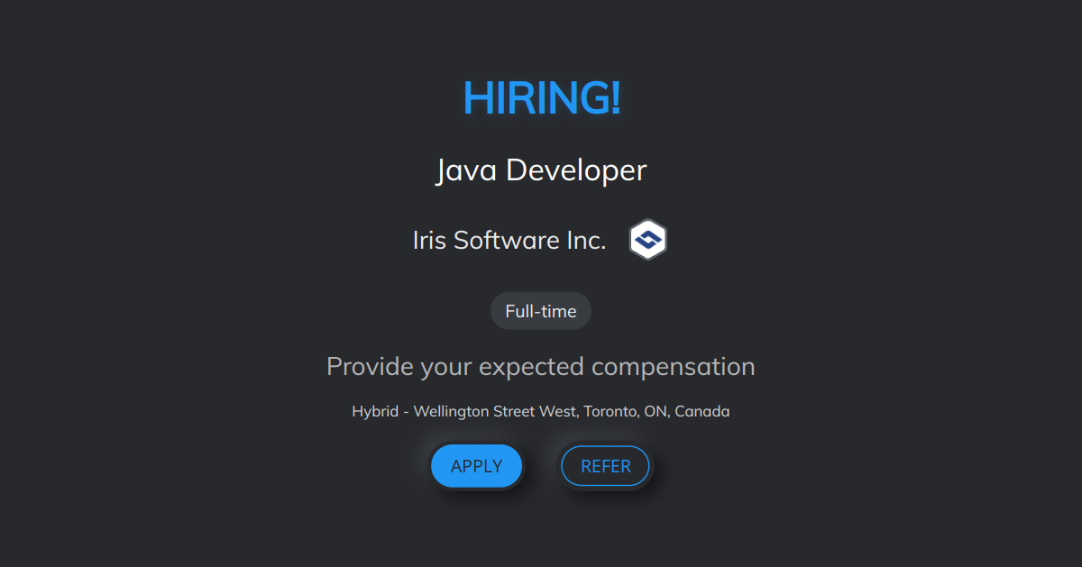 Java Developer at Iris Software Inc. | Torre