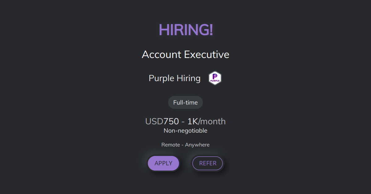 Account Executive at Purple Hiring | Torre