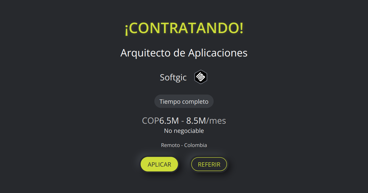 Arquitecto de Aplicaciones en Softgic | Torre