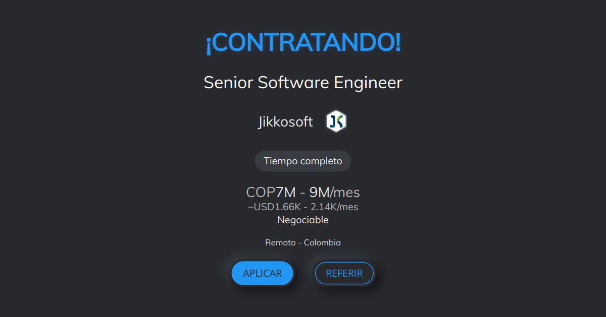 Senior Software Engineer en Jikkosoft | Torre