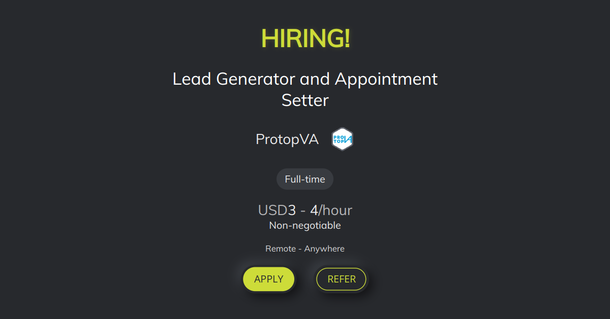 Lead Generator and Appointment Setter at ProtopVA | Torre