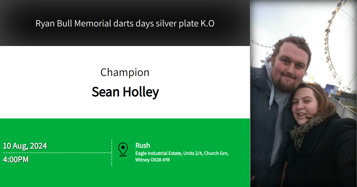 Ryan Bull Memorial darts days silver plate K.O