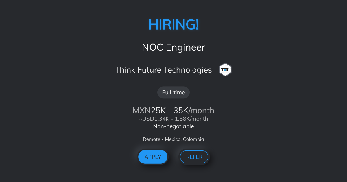 NOC Engineer at Think Future Technologies | Torre