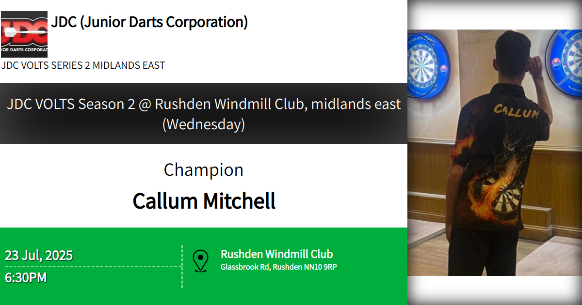 JDC VOLTS Season 2 @ Rushden Windmill Club, midlands east (Wednesday)