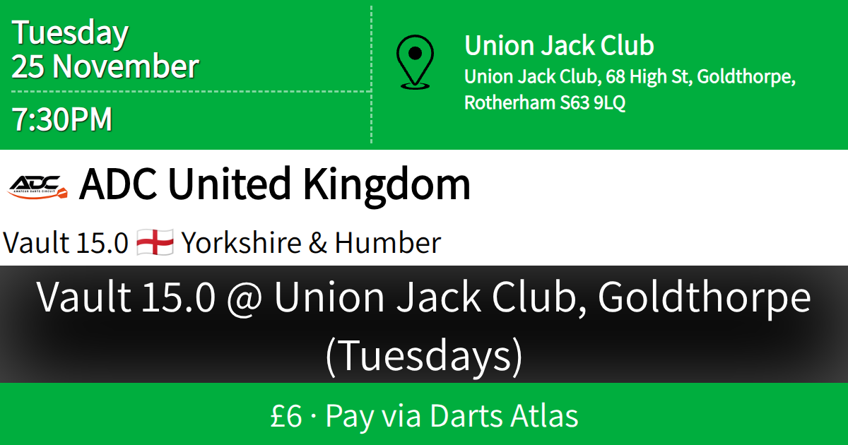 Vault 15.0 @ Union Jack Club, Goldthorpe (Tuesdays)