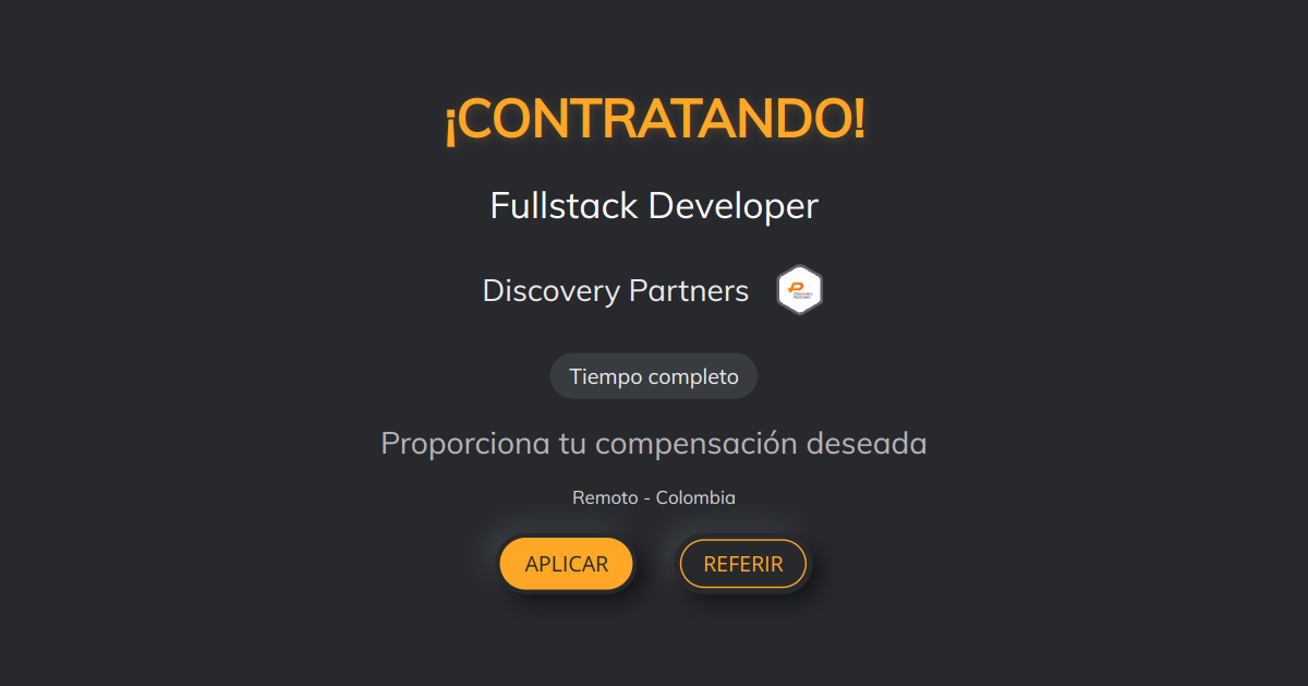 Fullstack Developer en Discovery Partners | Torre