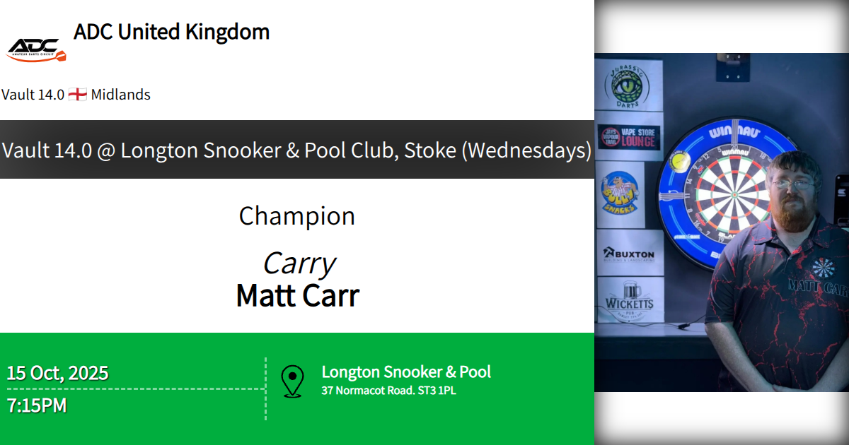 Vault 14.0 @ Longton Snooker & Pool Club, Stoke (Wednesdays)