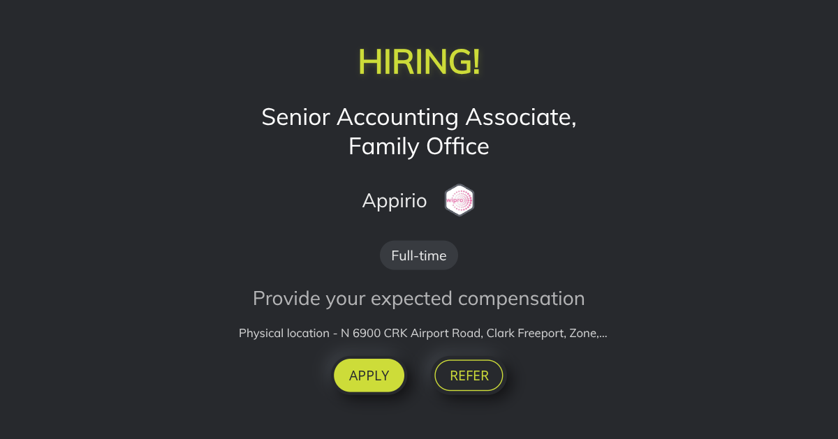 Senior Accounting Associate, Family Office at Appirio | Torre