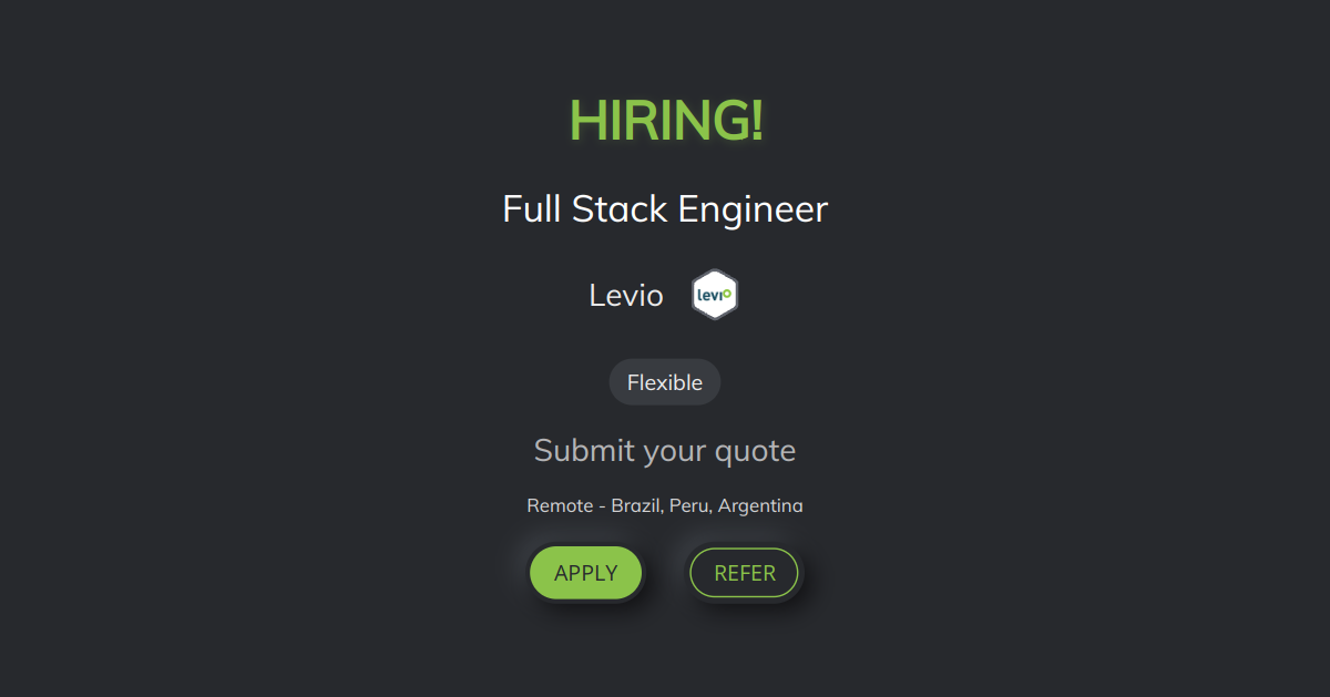 Full Stack Engineer at Levio | Torre