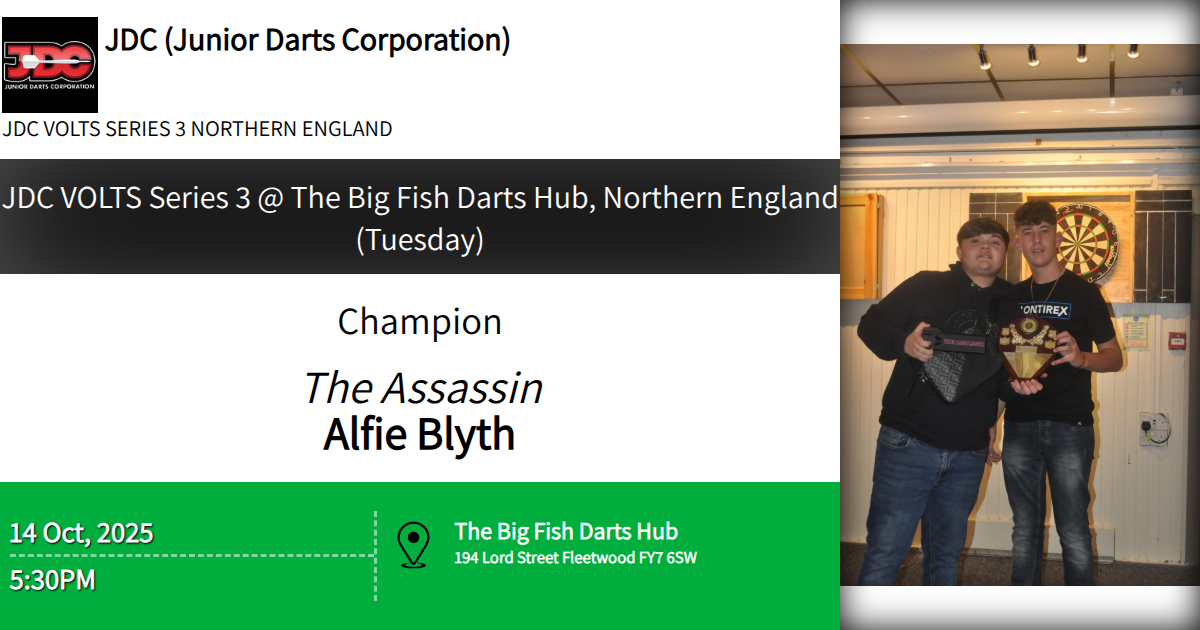 JDC VOLTS Series 3 @ The Big Fish Darts Hub, Northern England (Tuesday)