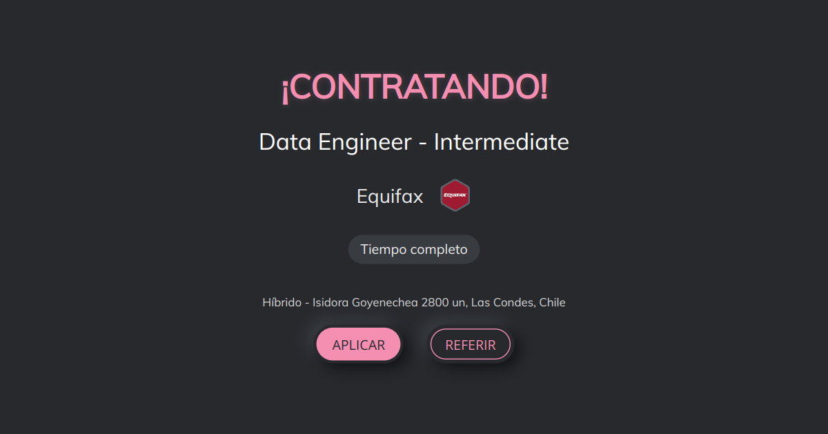 Data Engineer - Intermediate en Equifax | Torre