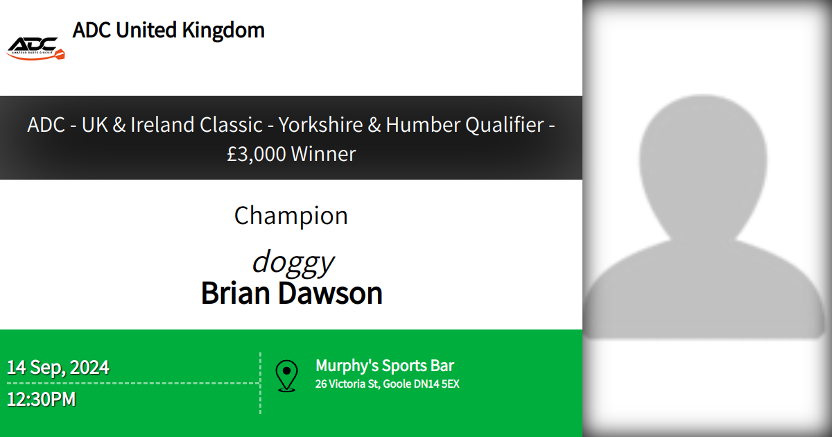 ADC - UK & Ireland Classic - Yorkshire & Humber Qualifier - £3,000 Winner