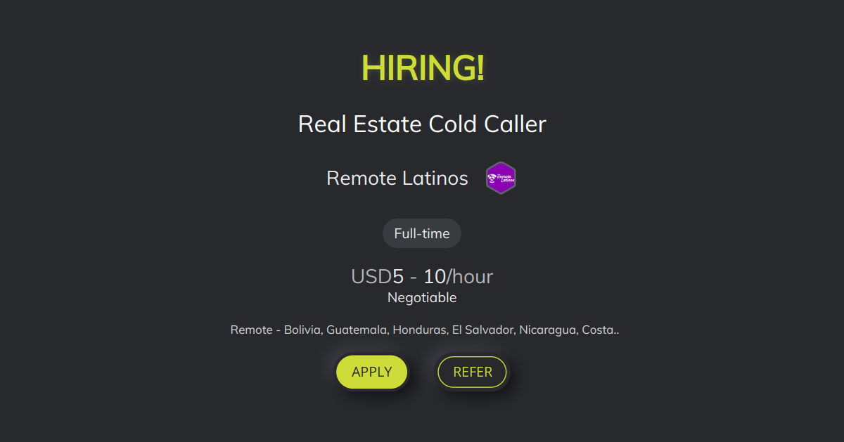 Real Estate Cold Caller at Remote Latinos | Torre
