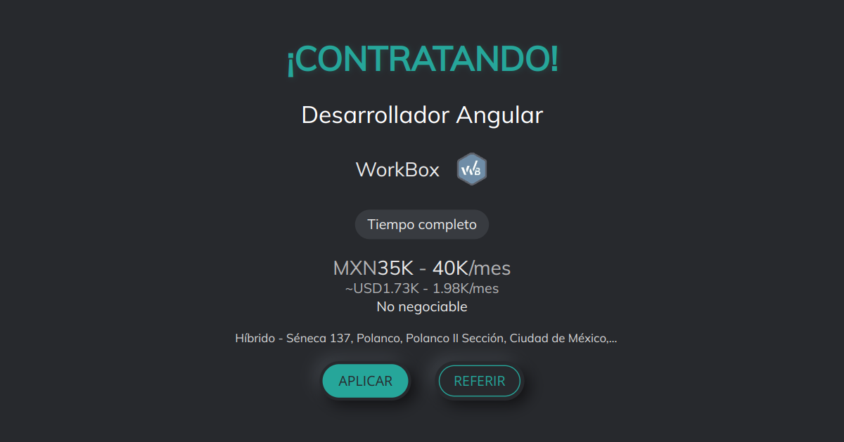 Desarrollador Angular en WorkBox | Torre