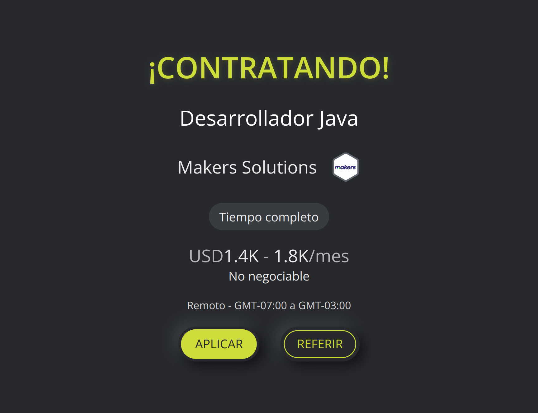 Desarrollador Java en Makers Solutions | Torre