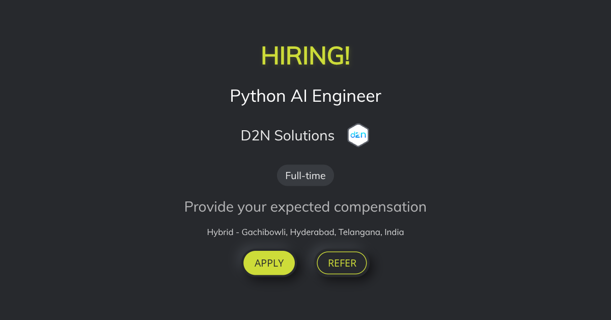 Python AI Engineer at D2N Solutions | Torre