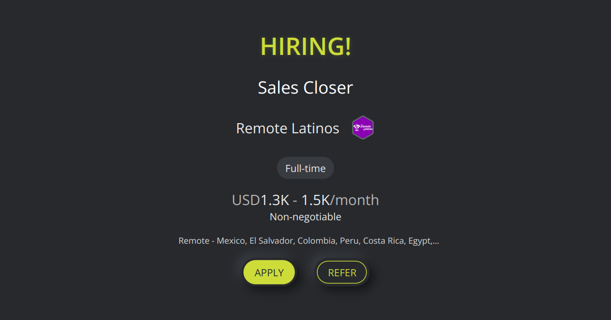 Sales Closer at Remote Latinos | Torre