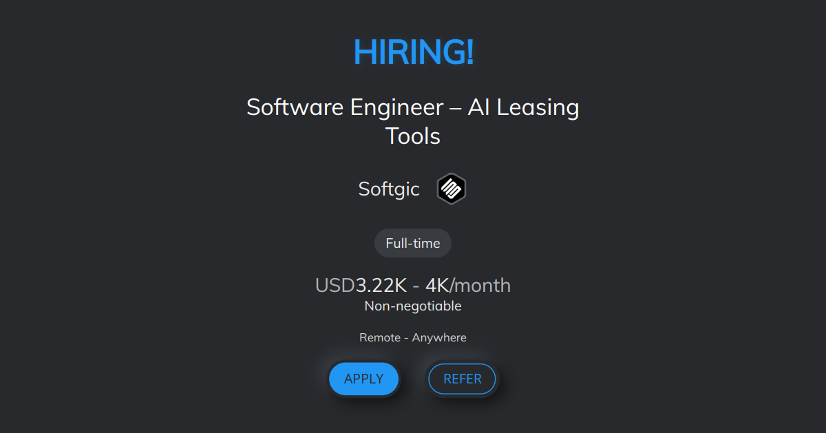 Software Engineer – AI Leasing Tools at Softgic | Torre