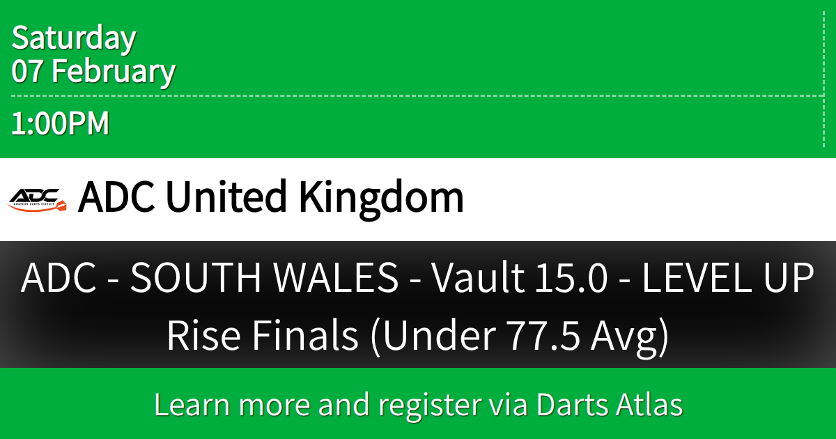 ADC - SOUTH WALES - Vault 15.0 - LEVEL UP Rise Finals (Under 77.5 Avg)