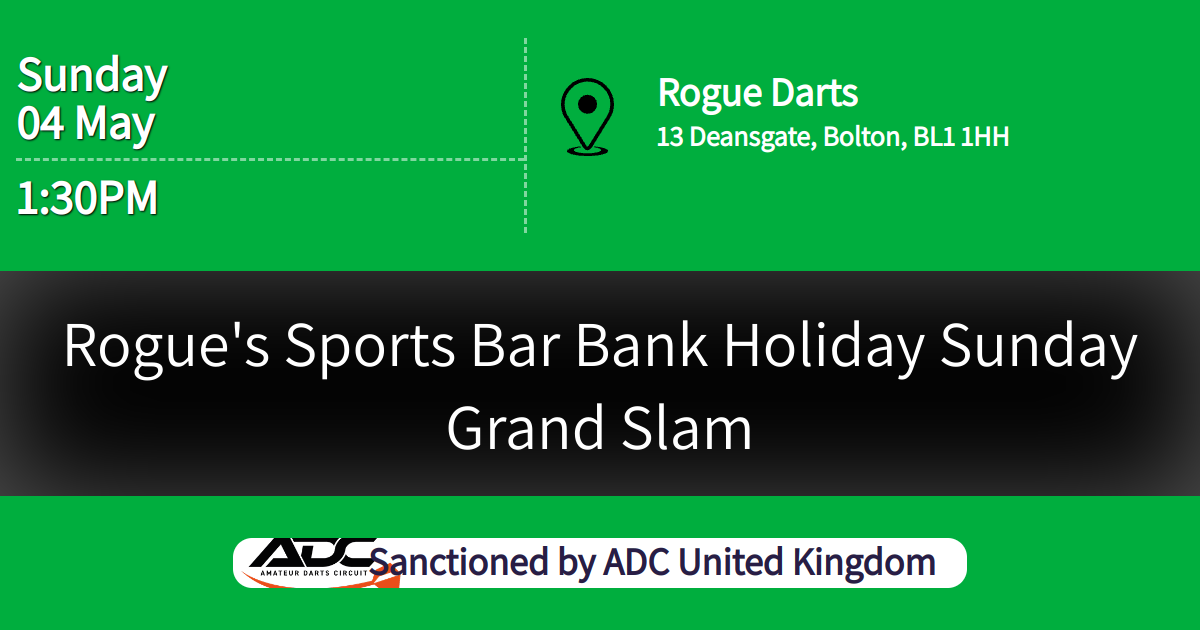 Rogue's Sports Bar Bank Holiday Sunday Grand Slam