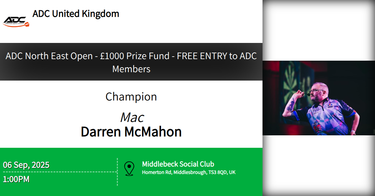 ADC North East Open - £1000 Prize Fund - FREE ENTRY to ADC Members
