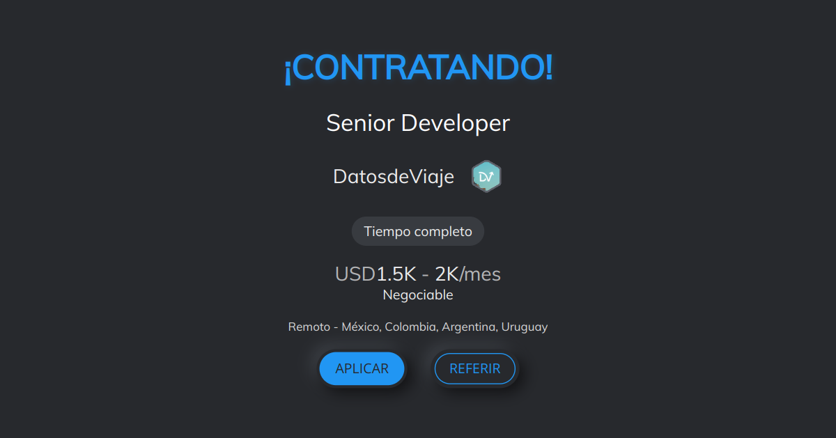 Senior Developer en DatosdeViaje | Torre