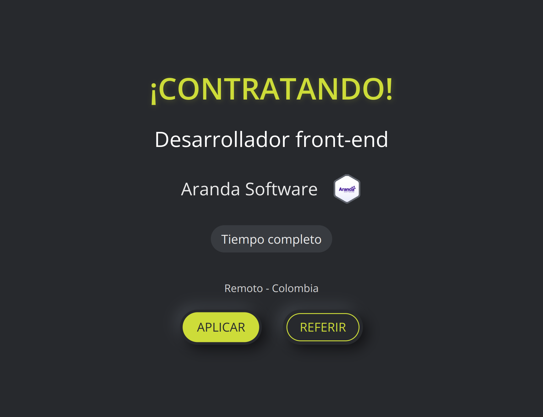 Desarrollador front-end en Aranda Software | Torre Desarrollador front-end en Aranda Software | Torre