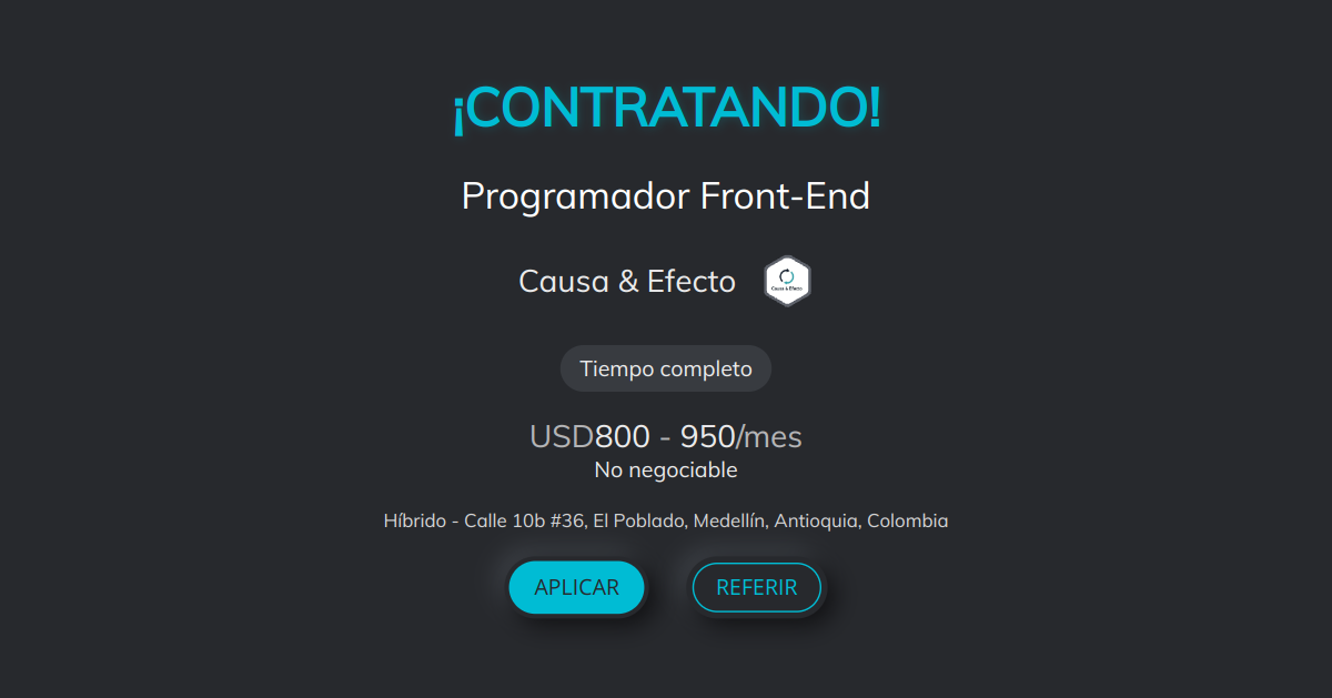 Programador Front-End en Causa & Efecto | Torre