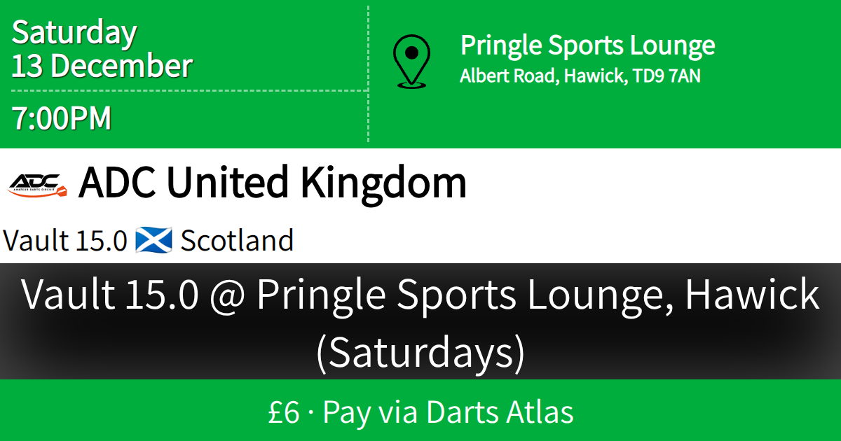 Vault 15.0 @ Pringle Sports Lounge, Hawick (Saturdays)