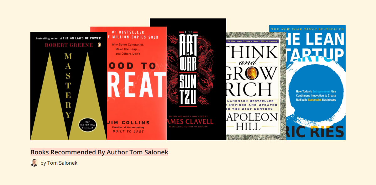Books Recommended By Author Tom Salonek | Booklisti