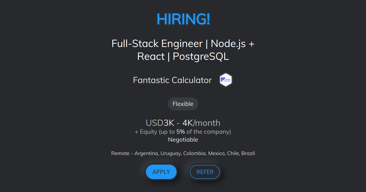 Full Stack Engineer Nodejs React Postgresql At Fantastic