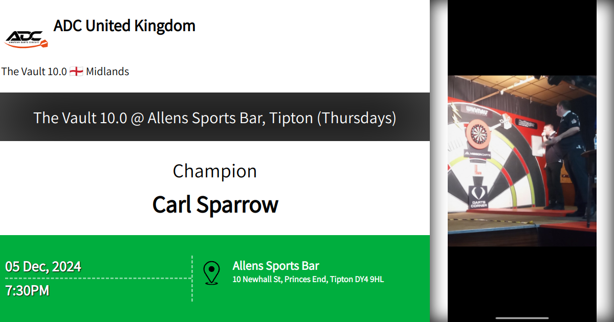 The Vault 10.0 @ Allens Sports Bar, Tipton (Thursdays)