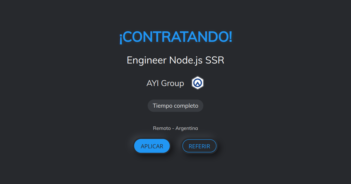 Engineer Node.js SSR en AYI Group | Torre