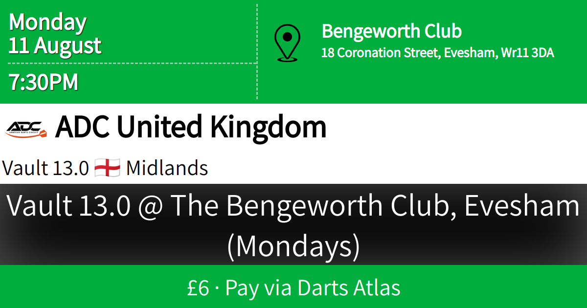 Vault 13.0 @ The Bengeworth Club, Evesham (Mondays)