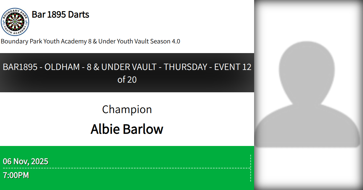 BAR1895 - OLDHAM - 8 & UNDER VAULT - THURSDAY - EVENT 12 of 20