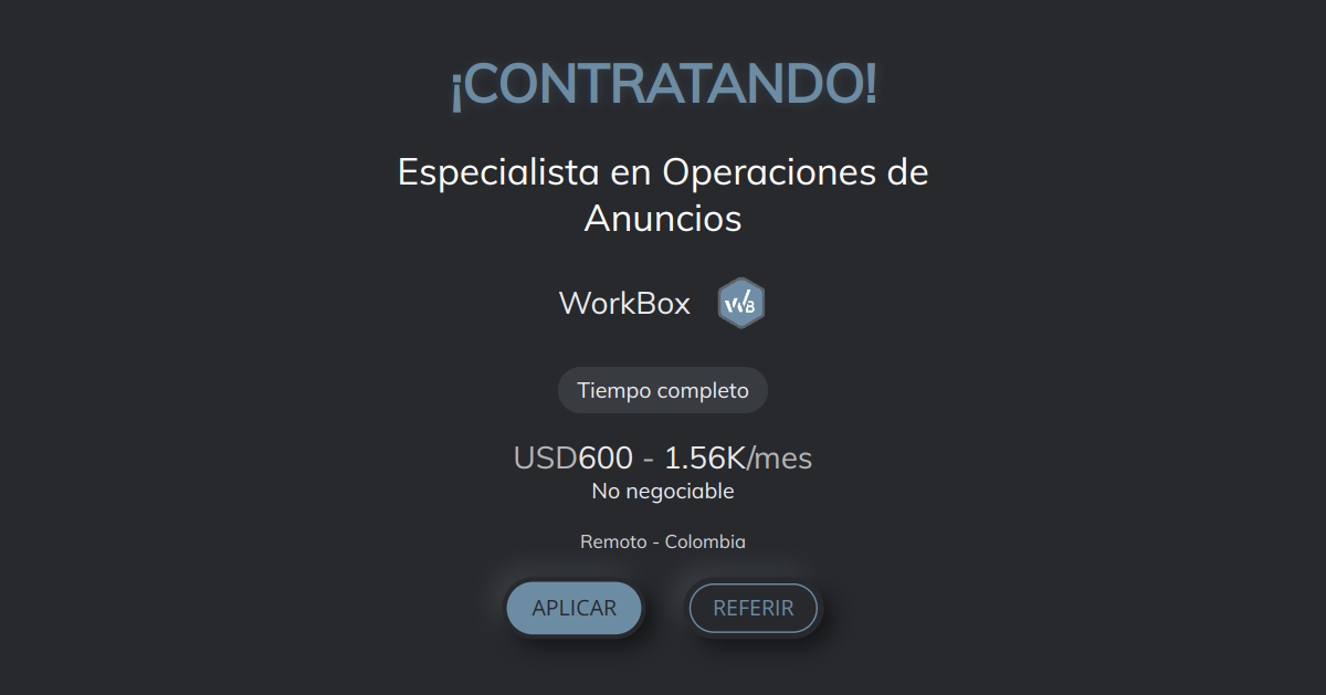 Especialista en Operaciones de Anuncios en WorkBox | Torre