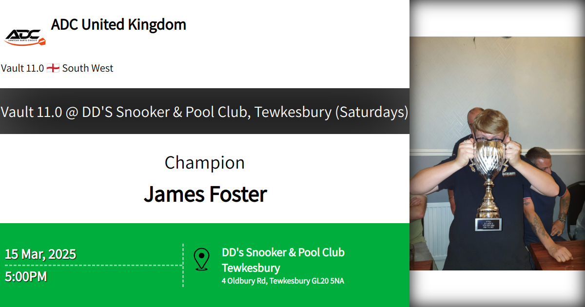 Vault 11.0 @ DD'S Snooker & Pool Club, Tewkesbury (Saturdays)